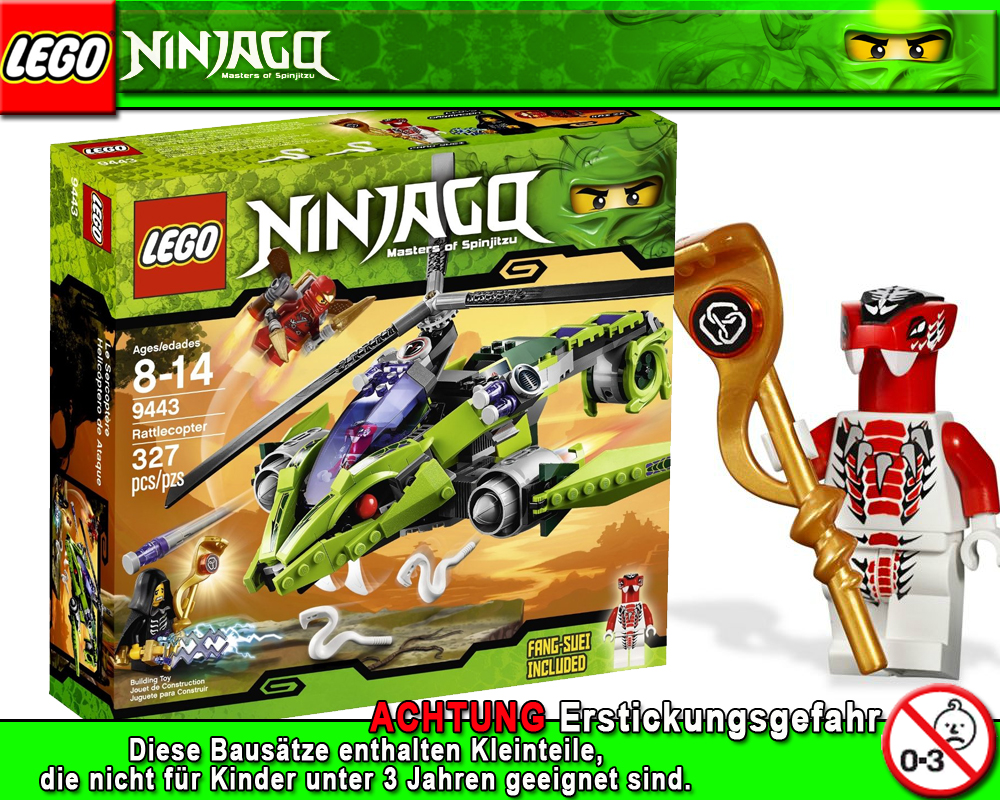 LEGO Ninjago 9443 Rattlecopter Schlangen Hubschrauber snake series ...