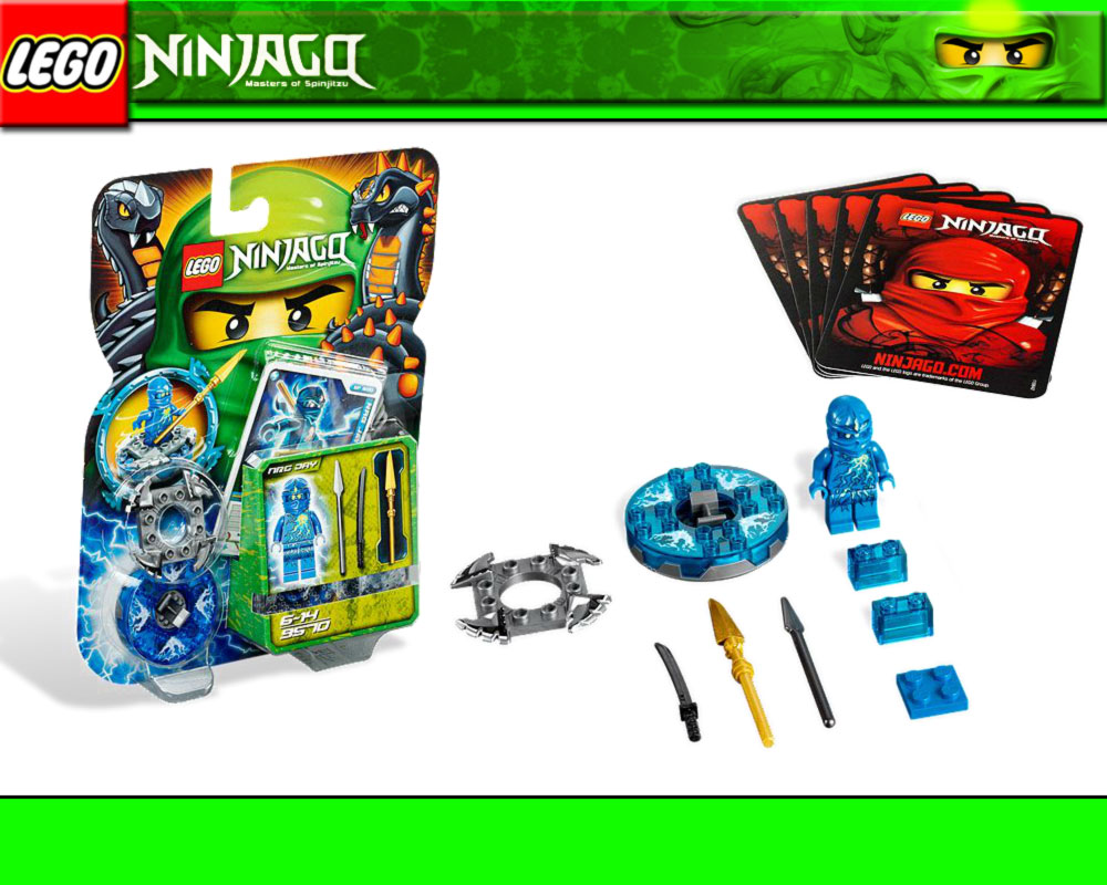 LEGO Ninjago 9570 NRG JAY + Spinner + Karten + Waffen cards weapons ...