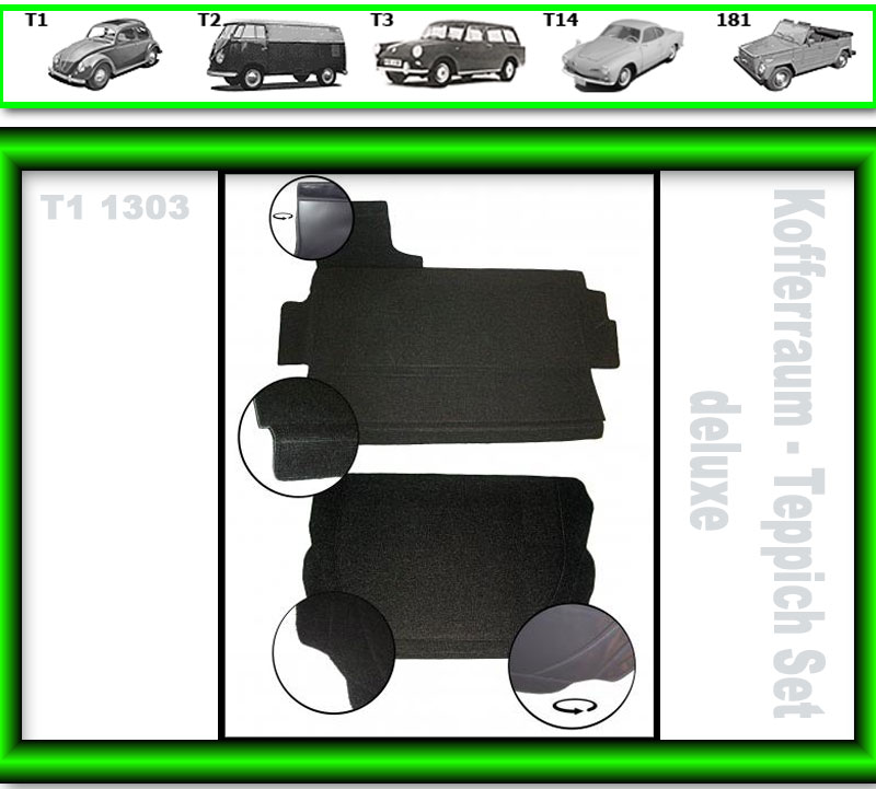 VW Käfer Kofferraum Teppich #3688 T1 1303 deluxe 2tlg. mit Bodenplatte ...